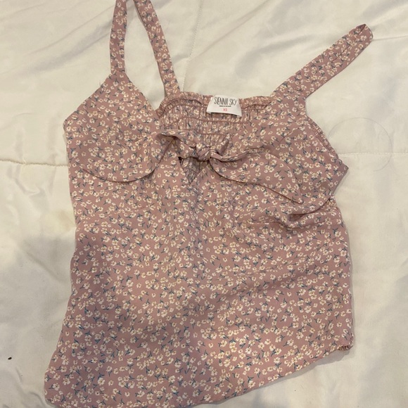 Sienna Sky | Tops | Purple Floral Cropped Tank Top | Poshmark